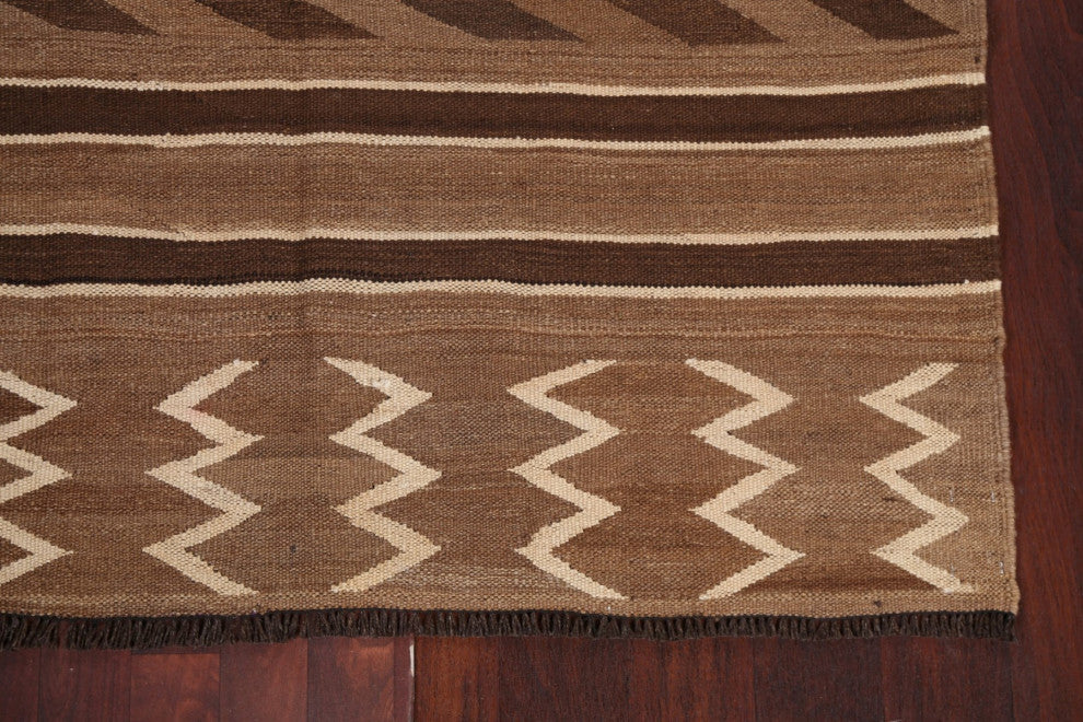 Natural Dye Tribal Kilim Oriental Area Rug Flat-weave Wool Carpet 5x6