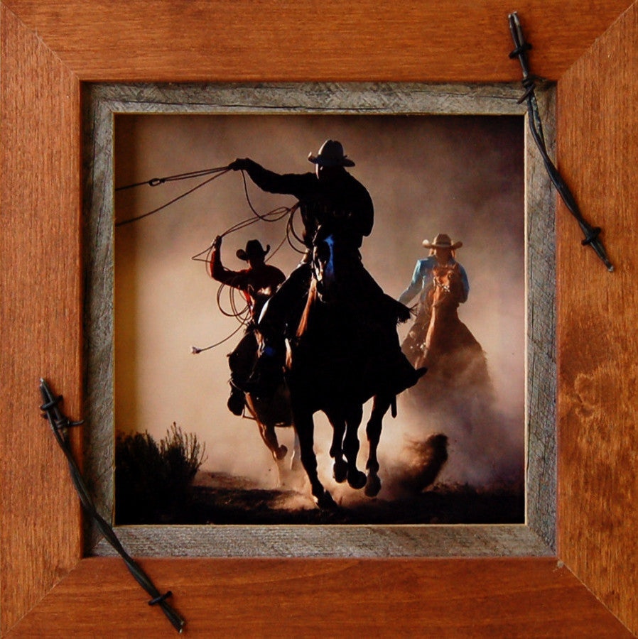 Western Frames-8x8 Wood Frame With Barbed Wire - Sagebrush Series Eas