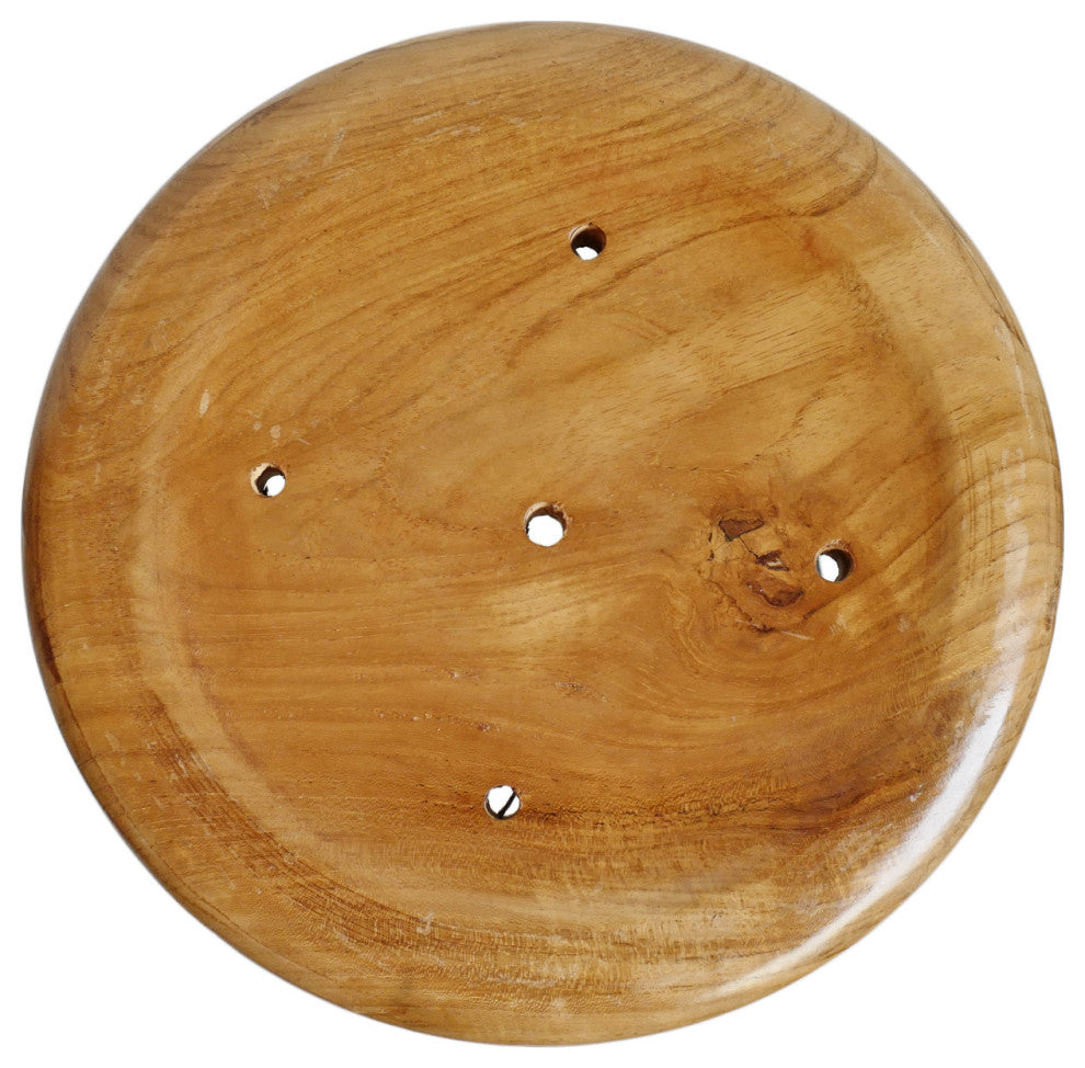 Teak Frisbee Bar Stool