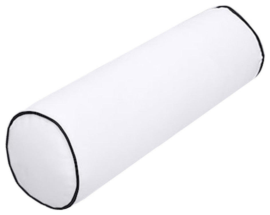 Contrast Pipe Trim Small 23x6 Bolster Pillow Cushion Insert Slip Cover