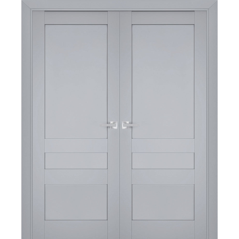 Interior Interior French Double Doors|Veregio 7411 Matte Grey -84x84