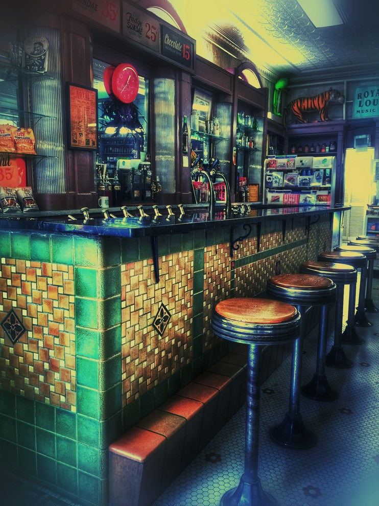New Orleans "Art Deco Soda Fountain Counter" Stretched Canvas Giclee,