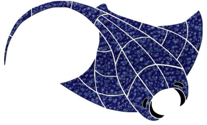 Manta Ray Ceramic Swimming Pool Mosaic 60"x35" Blue