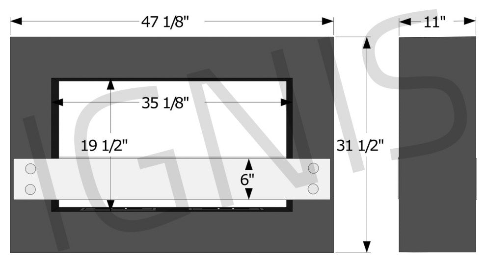 White See-Through Ventless Fireplace - Tectum White | Ignis
