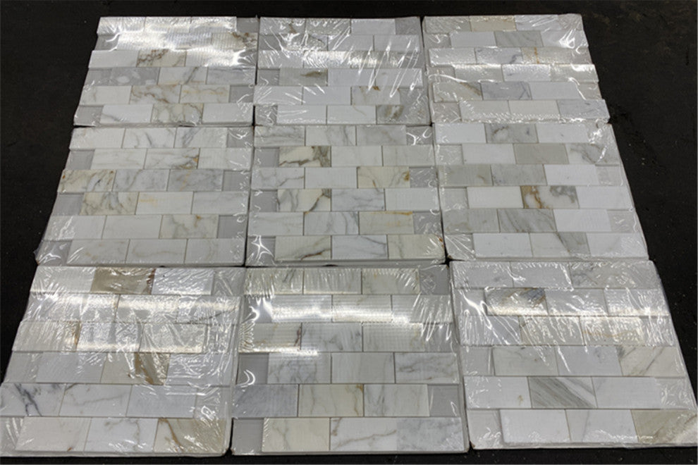 Calacatta Gold Calcutta Marble 2x4 Brick Subway Mosaic Tile Polished,