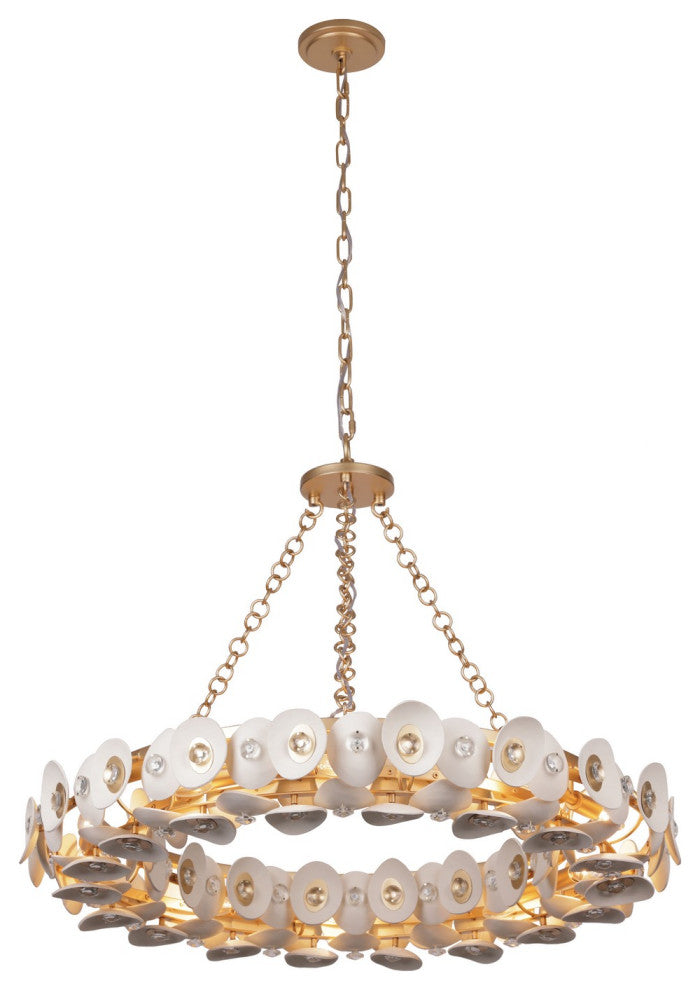 Niu 10-Light Pendant, Coconut Shell Gold/Coconut Shell White