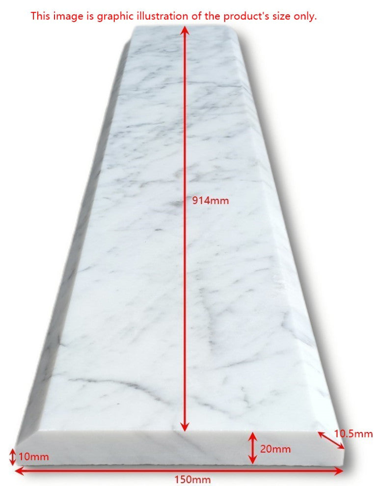 Carrara White Marble Transition Saddle Threshold Beveled Tile Honed, 1