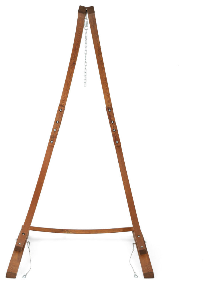 GDF Studio Daisy Outdoor Teak Finish Larch Wood Hammock Chair, Base On
