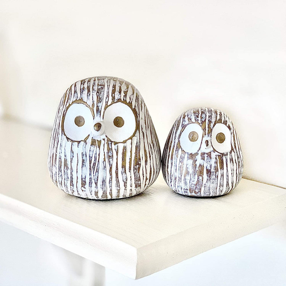 Chubby Night Owl Small Decor Statue Sculpture, Bookshelf Decor Accents