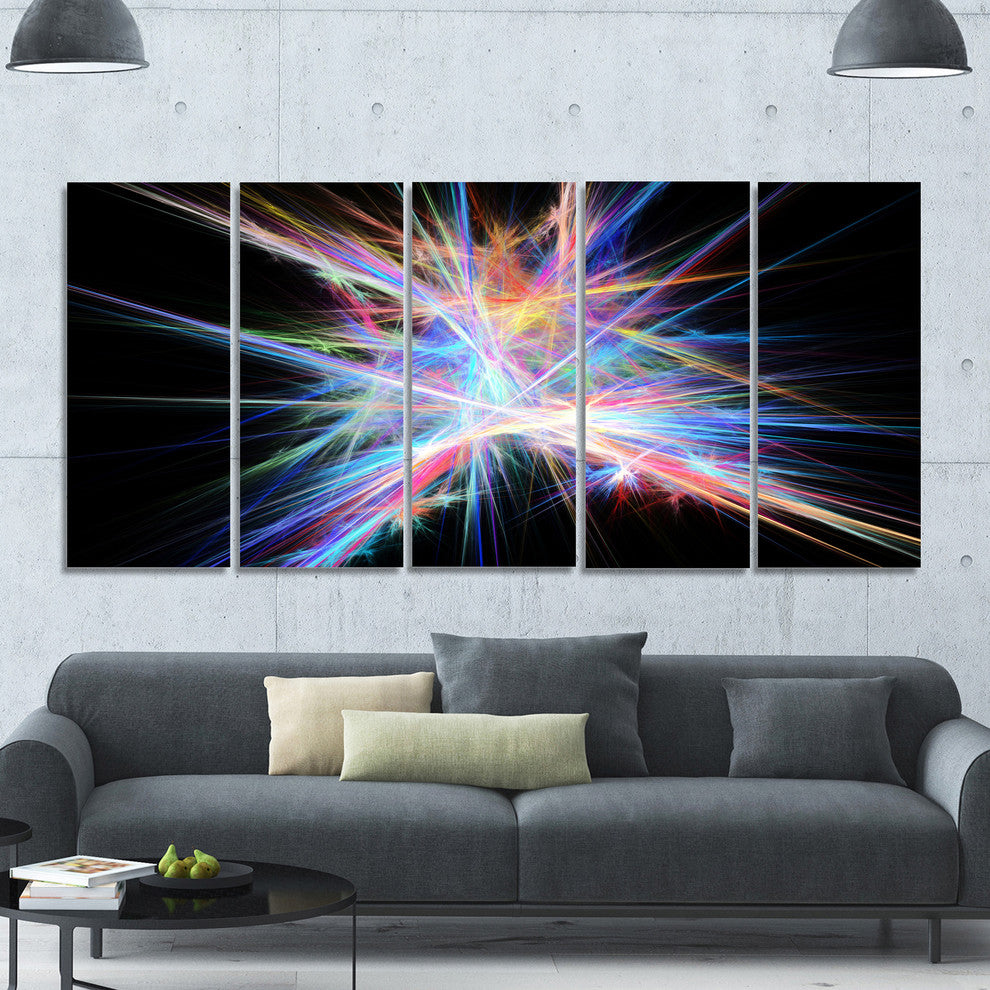 Light Blue Spectrum of Light, Abstract Canvas Art Print, 60"x28", 5 Pa