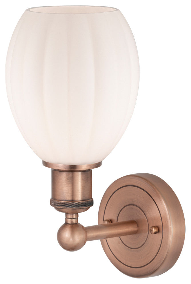 Edison Eaton 1-Light 6" Sconce, Antique Copper Finish, Matte White Sha