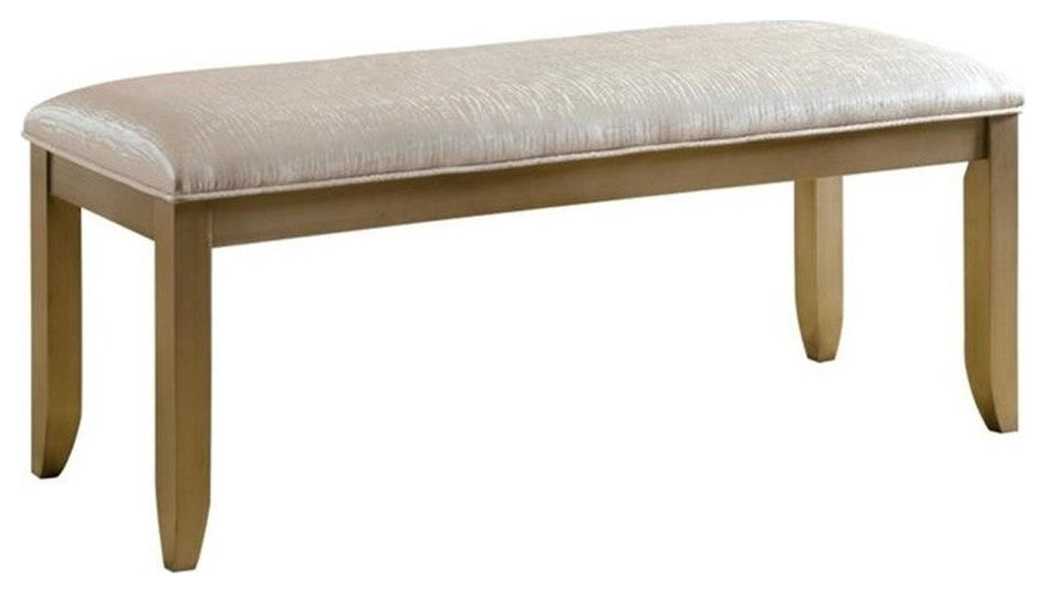 Furniture of America Ketner Contemporary Solid Wood Padded Bench in Si