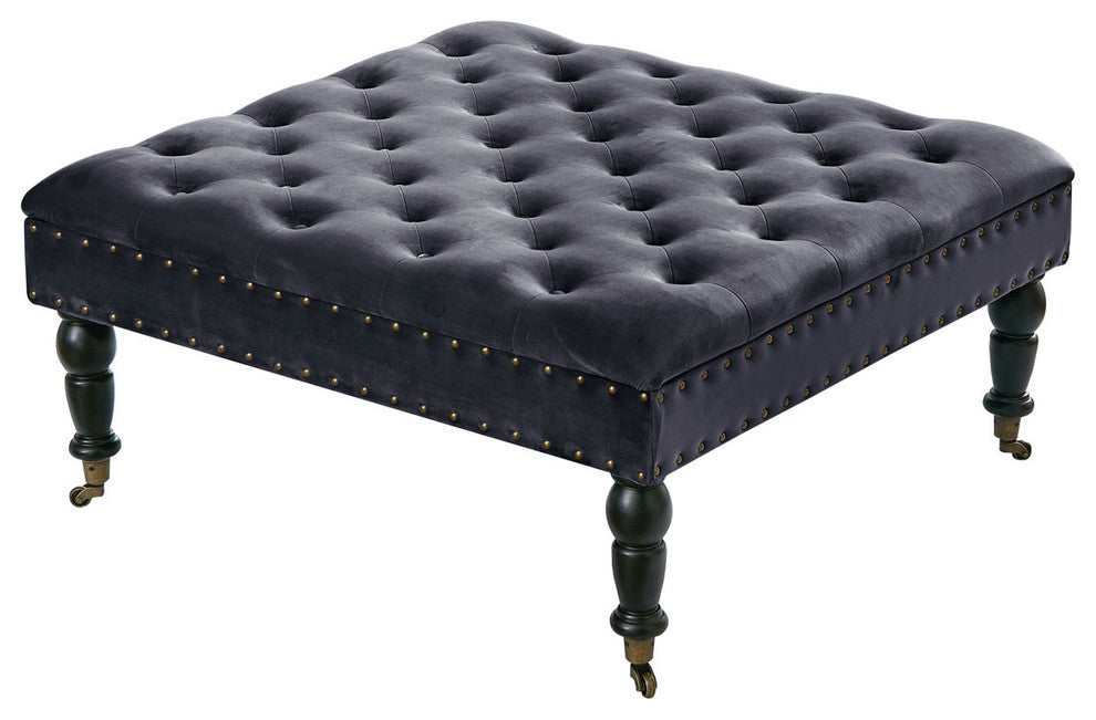 Supersoft Tuft Coffee Table Ottoman Peat 33"x33"x18"
