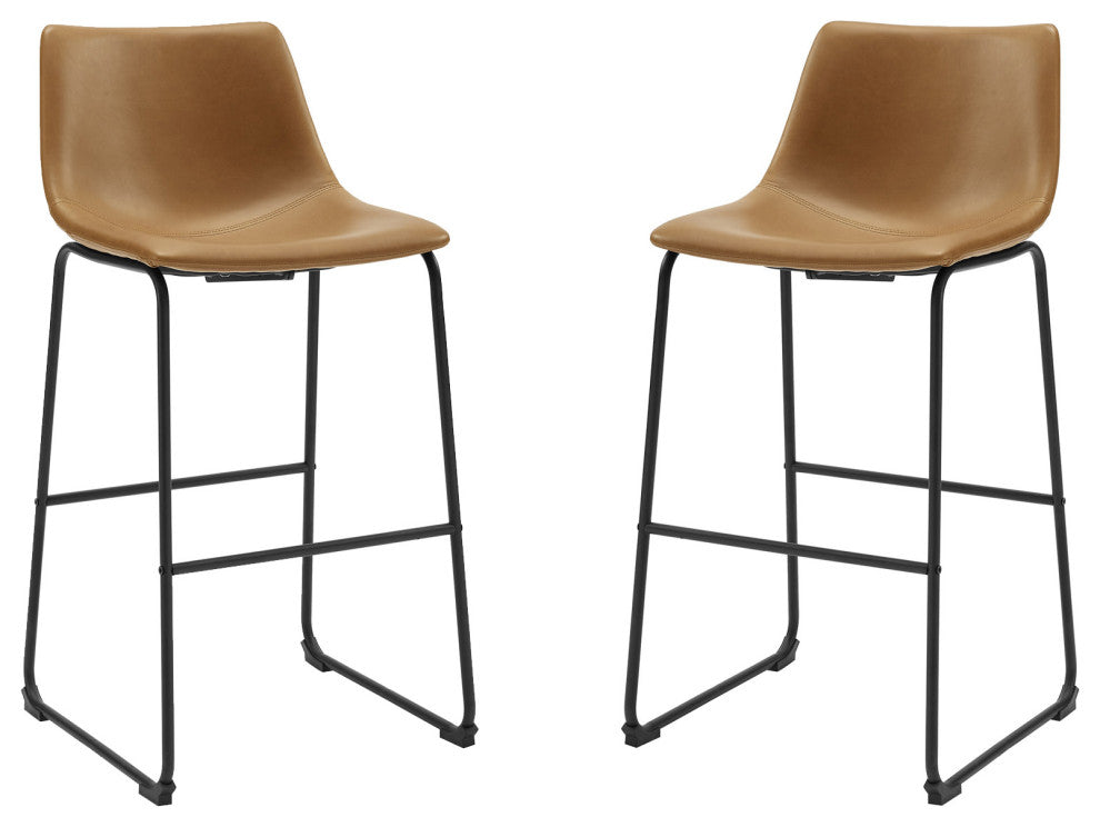 James Allan WEIF66186 Karson 18"W Metal Framed Leather Bar Stool - Whi