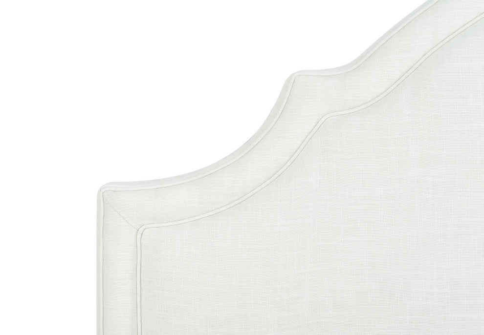 Catherine Arched Upholstered Camelback Headboard, Antique White Polyes
