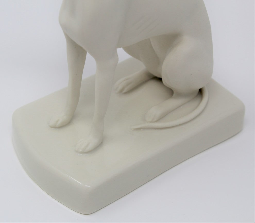Luxe Porcelain White Greyhound Sculpture | Female Dog Whippet Classic
