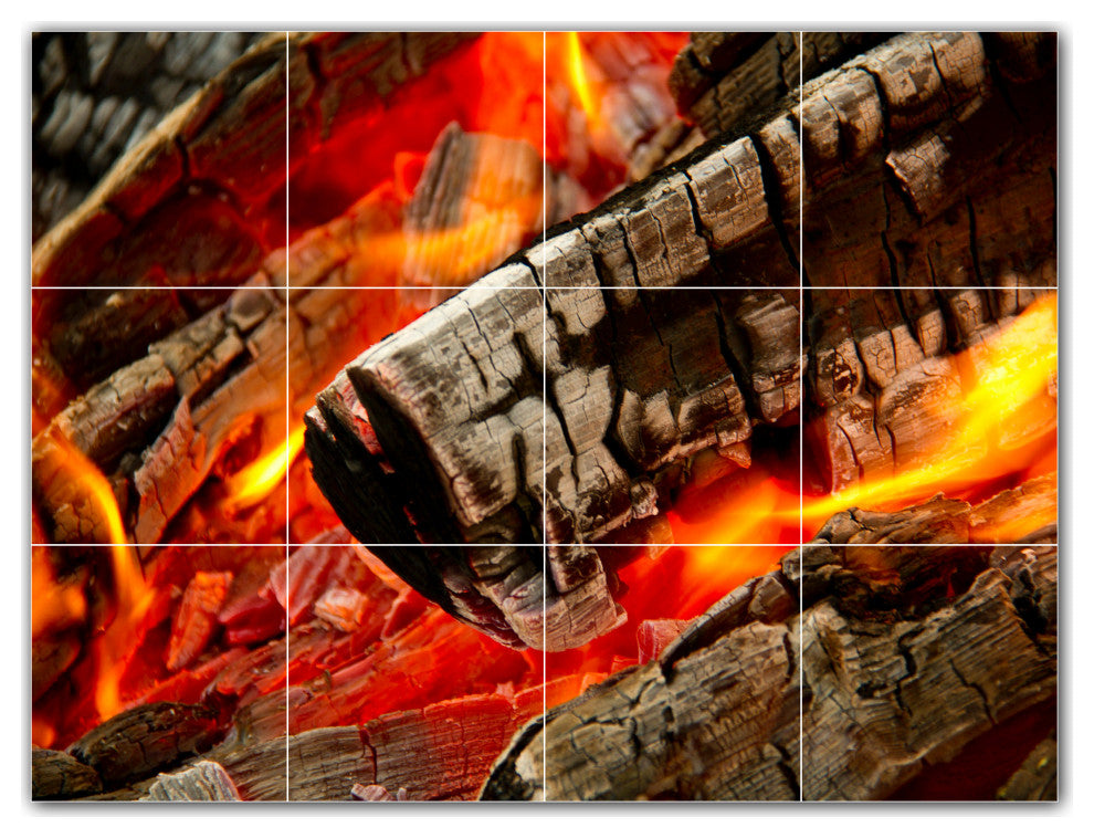 Fire Ceramic Tile Wall Mural Hz500601-43l. 32" X 24"