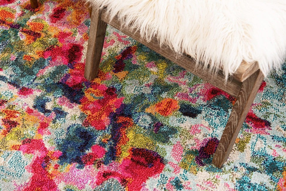 Contemporary Prismatic 8' Round Rainbow Area Rug