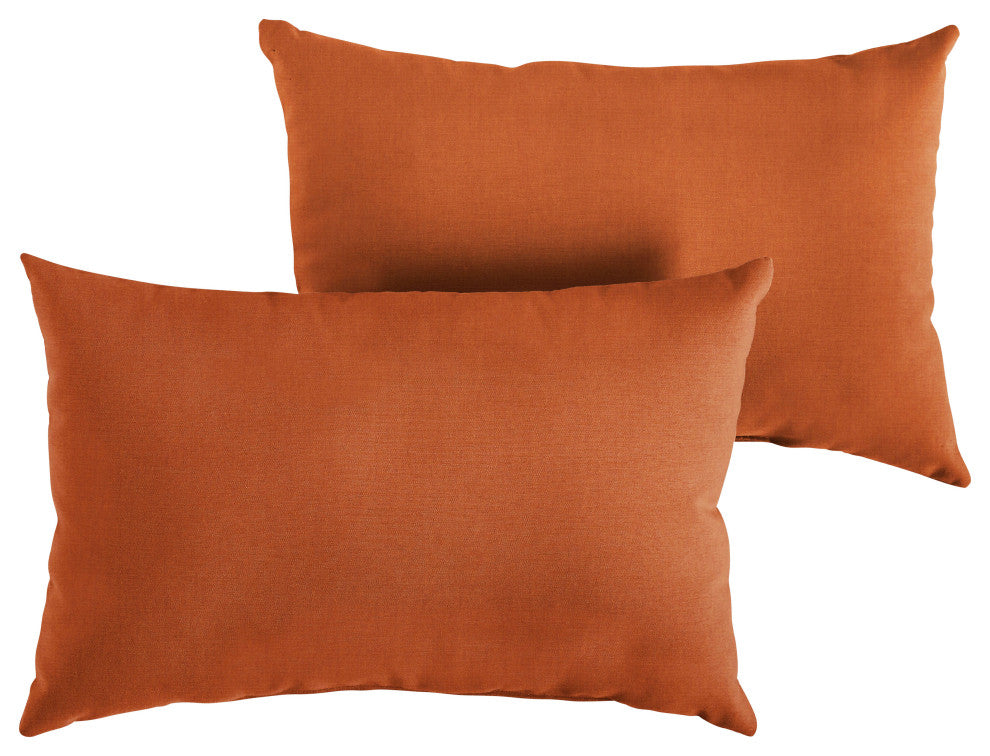 Sunbrella Canvas Rust Outdoor Pillows, Set of 2, 14x24