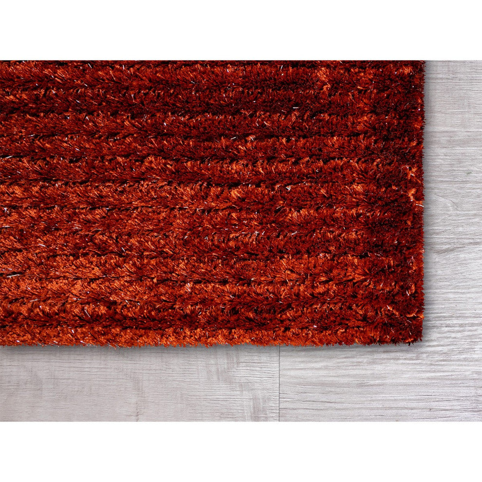 8" x 10" Flame Red Modern Shimmery Area Rug