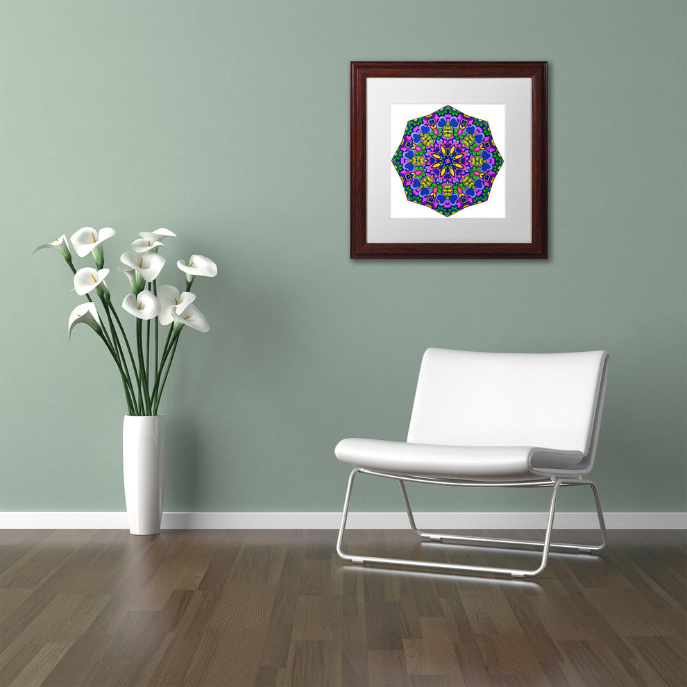 Kathy G. Ahrens 'Sublime Sunshine Mandala' Art, Wood Frame, White Matt