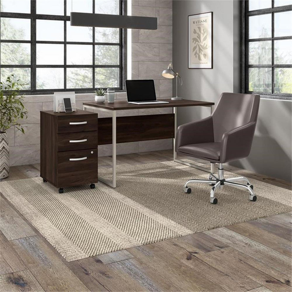 Hybrid 3 Drawer Mobile File Cabinet in Black Walnut - Engineered Wood