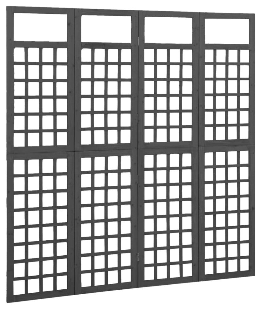vidaXL Room Divider Trellis 4 Panel Folding Privacy Screen Solid Wood