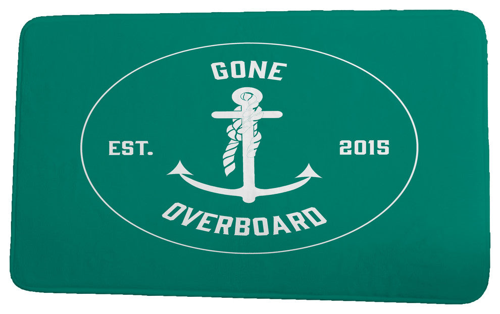 Nautical Nights Gone Overboard Word Print Bath Mat Green 17"x24"
