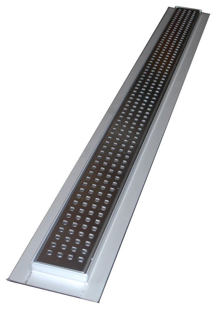 Linear Shower Drain 16" With Hair Trap, Traditional Square - Brushed N