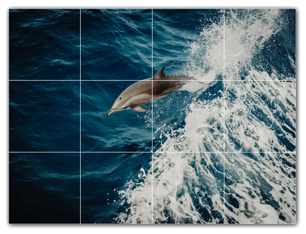 Dolphin Ceramic Tile Wall Mural HZ500498-43M. 24" x 18"