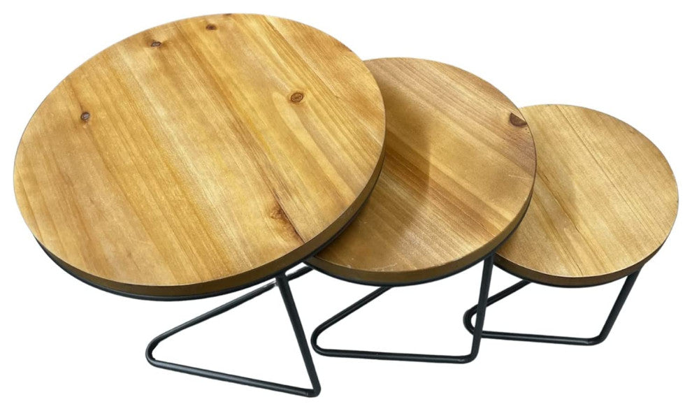 Round Wooden Display Risers, 3-Piece Set Round Wire Display Risers, Wo