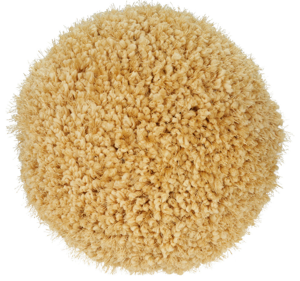 Nourison Home 14" Round Mina Victory Shag Lush Yarn Yellow Throw Pillo