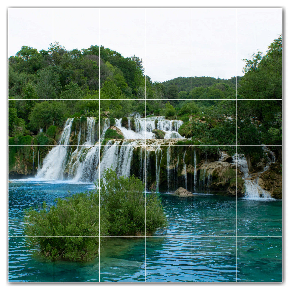 Waterfalls Ceramic Tile Wall Mural HZ501113-66XL. 72" x 72"