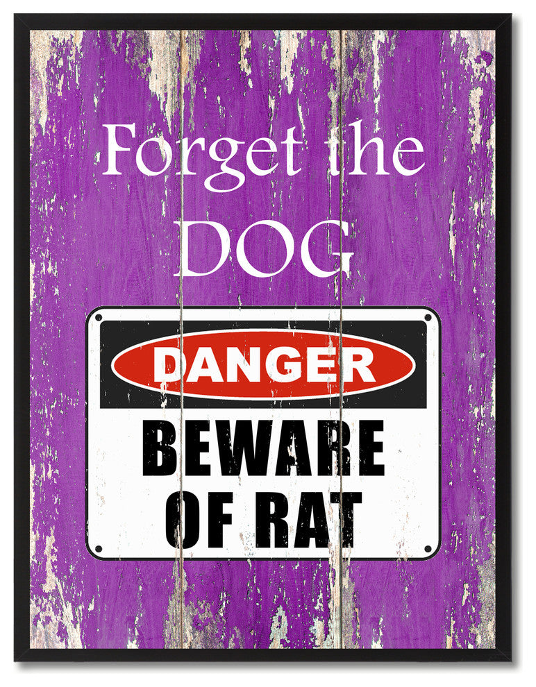 Beware Of Rat Danger Sign, Canvas, Picture Frame13"X17"