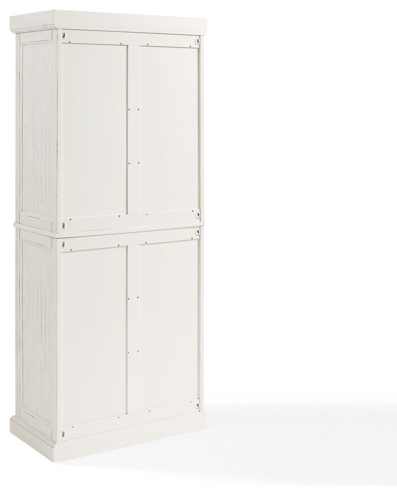 Seaside Kitchen Pantry, Distressed White Finish