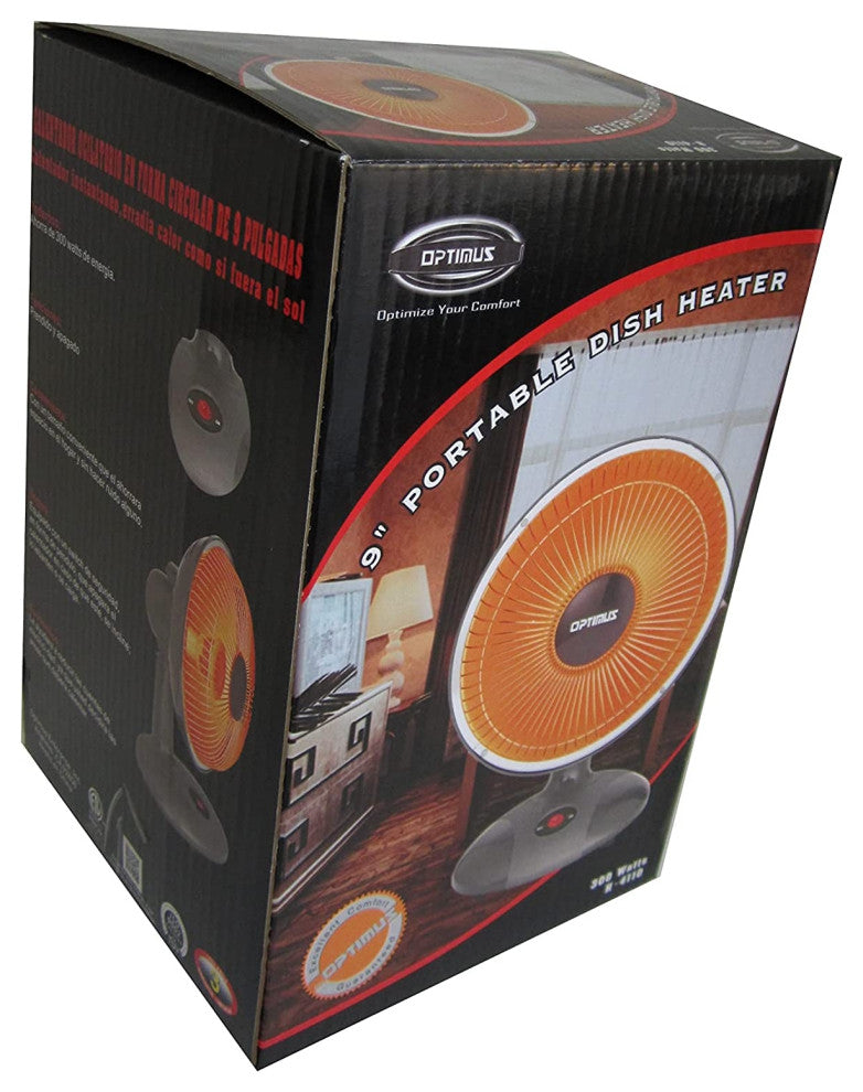 Optimus H4110S Heater 9 Inch Dish 300w Ultra Quiet Handle