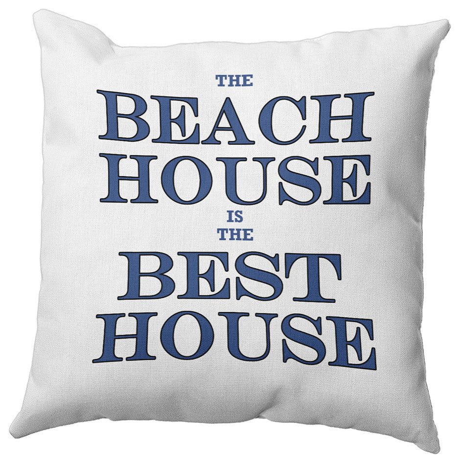 Beach House Best House Polyester Indoor Pillow, Nautical Navy, 20"x20"