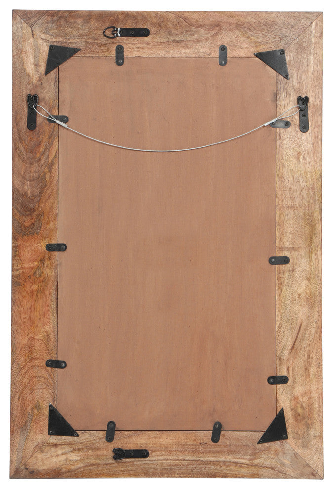 Greenler Boho Handcrafted Rectangular Mango Wood Wall Mirror