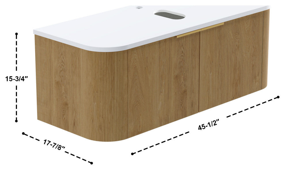 Pershing 48" Single Vanity 5-Piece Combo, Oak Natural, White Sink