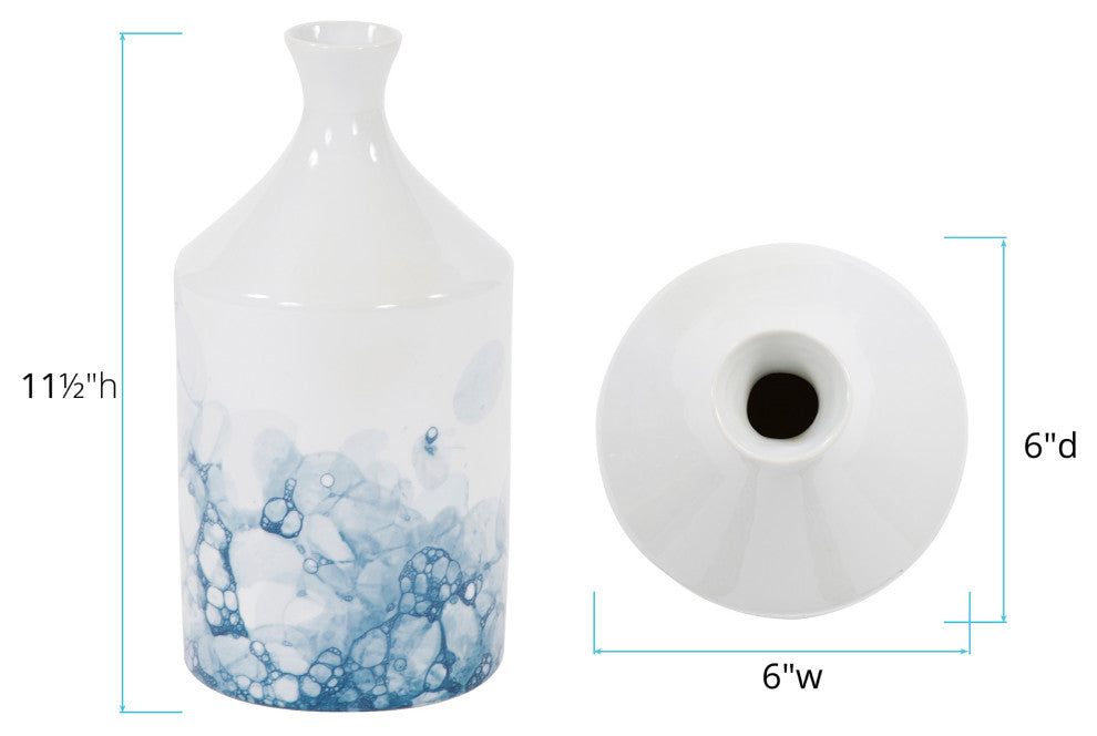 Howard Elliott Blue and White Porcelain Bottle Vase, Large
