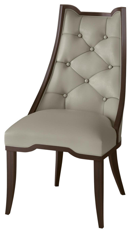 Logan Dining Chair, Walnut, Chesterfield Grey Leather