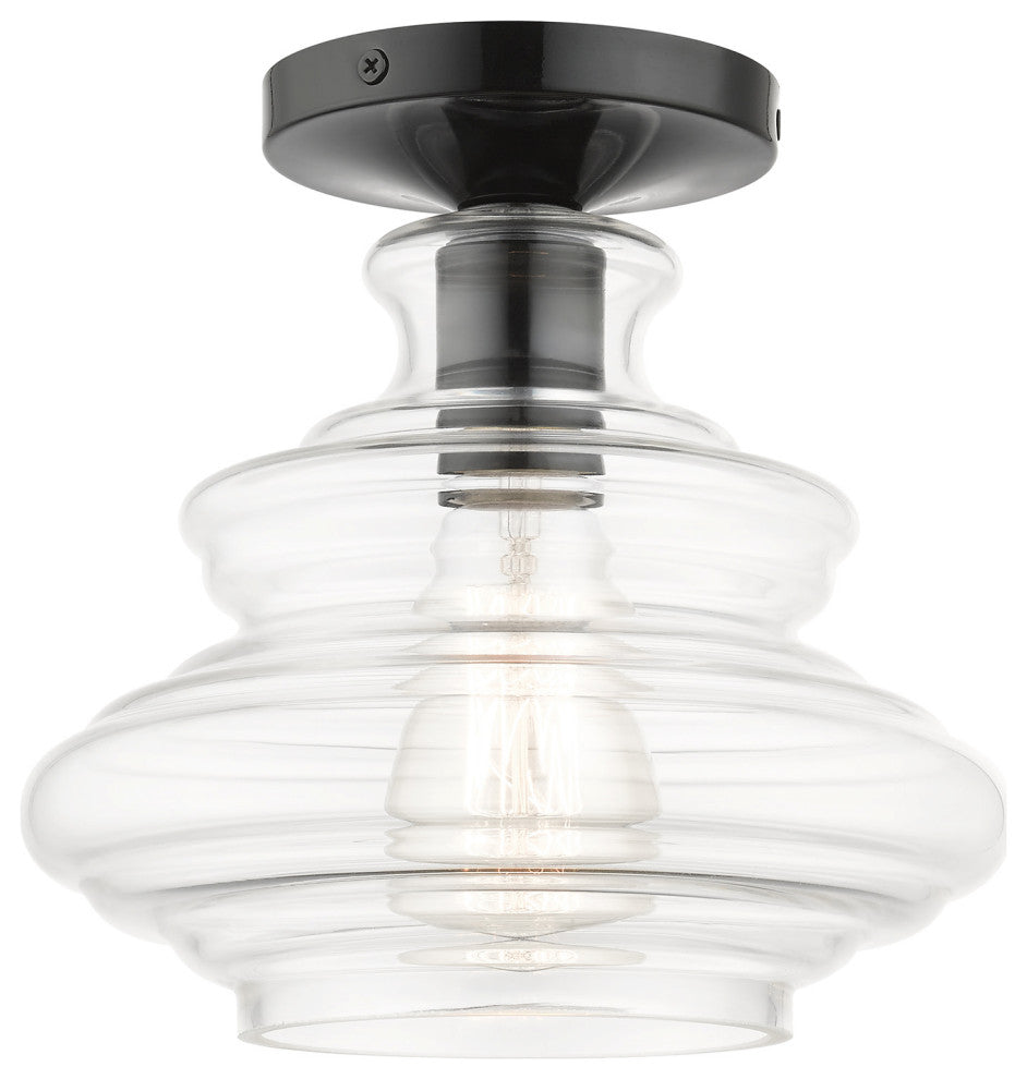 Livex Lighting 52830 Everett 9"W Semi-Flush Ceiling Fixture - Shiny Bl