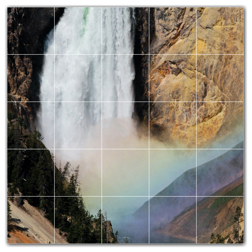 Waterfalls Ceramic Tile Wall Mural Hz501116-55l. 40" X 40"