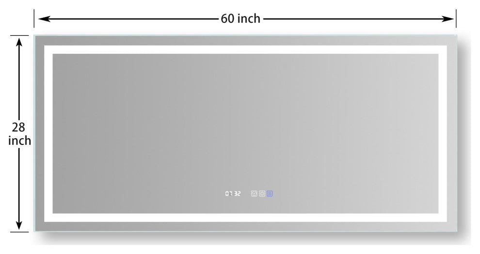 ExBrite 60"x28" LED Bathroom Mirror With Defog