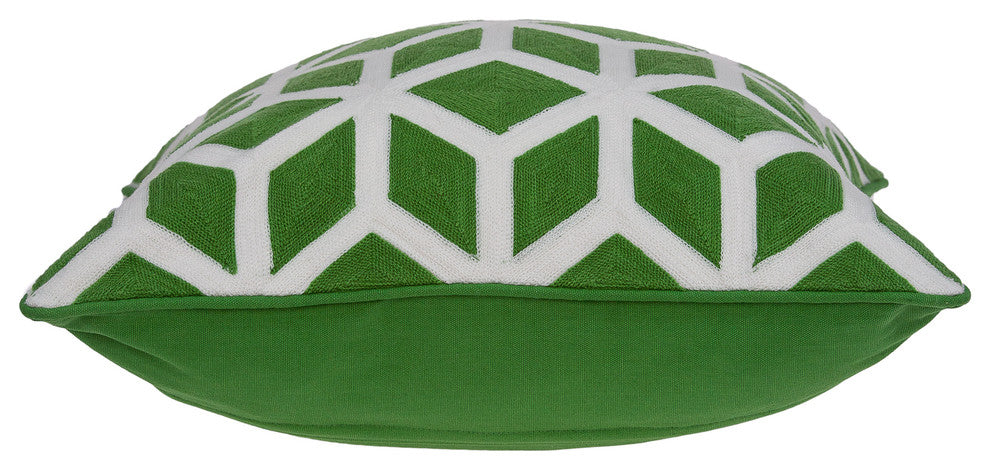 Panna Transitional Green and White Pillow Cover With Poly Insert