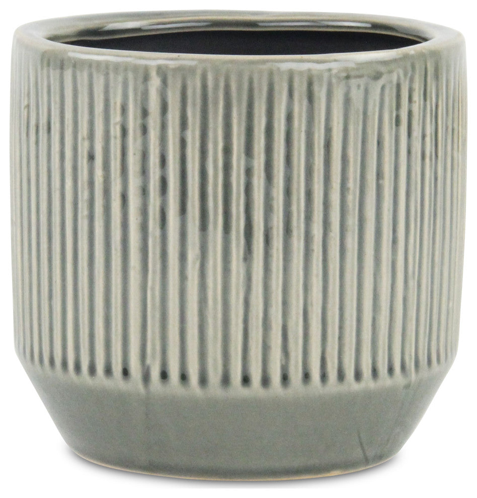 Gray Ruffled Ridge Pot - Large