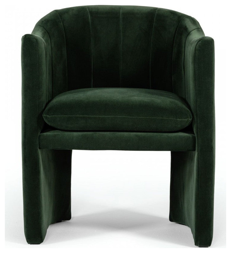 Dark Green Velvet Modern Curvilinear Dining Chair