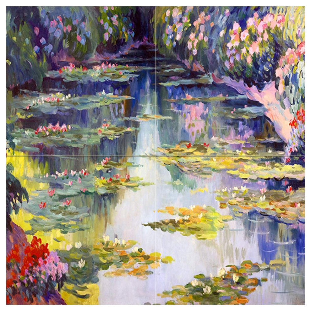 Tile Mural Beautiful Lake Flowers Landscape Backsplash 6" Ceramic Matt