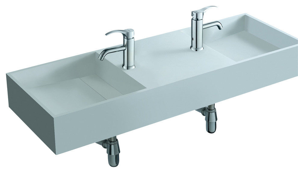 ADM Rectangular Countertop Sink, Matte White, 47"