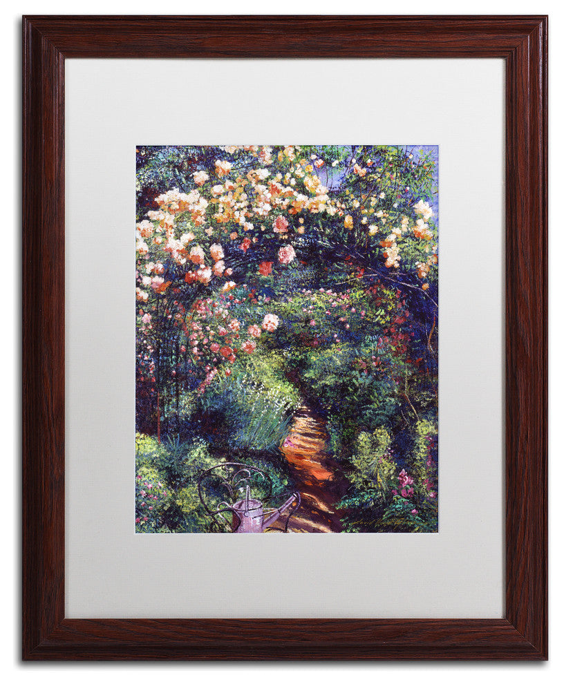 David Lloyd Glover 'Rose Arbor Pathway' Art, Wood Frame, 16"x20", Whit